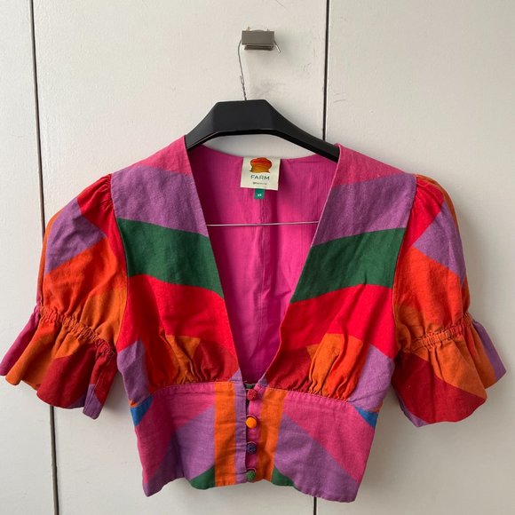 FARM Rio | Tops | Farm Rio Multicolored Crop Top | Poshmark